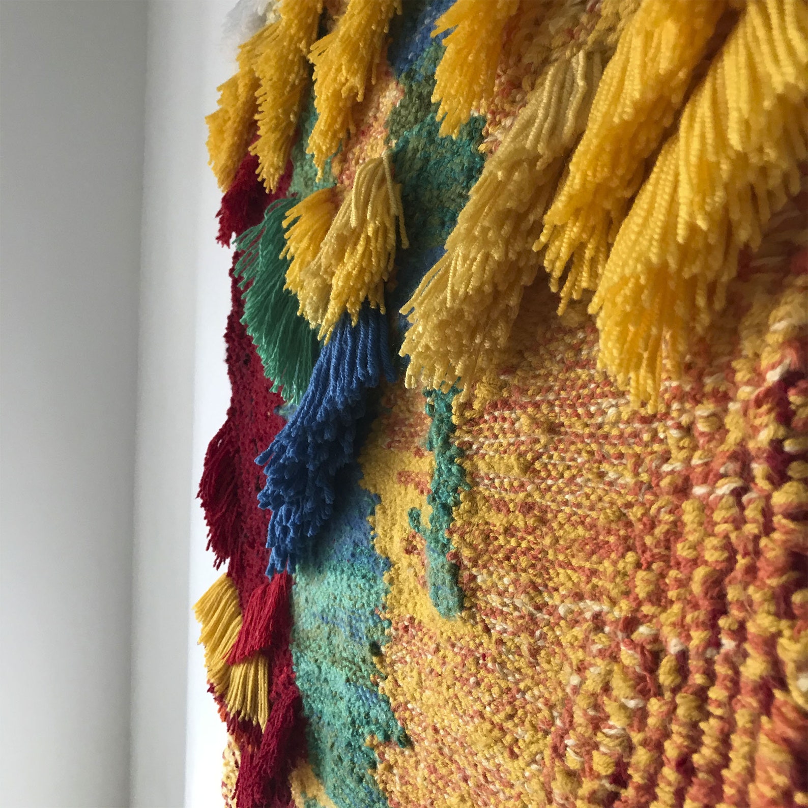 Boho Woven Wall Hanging / Textured Tapestry Weaving Autumn Landscape ...