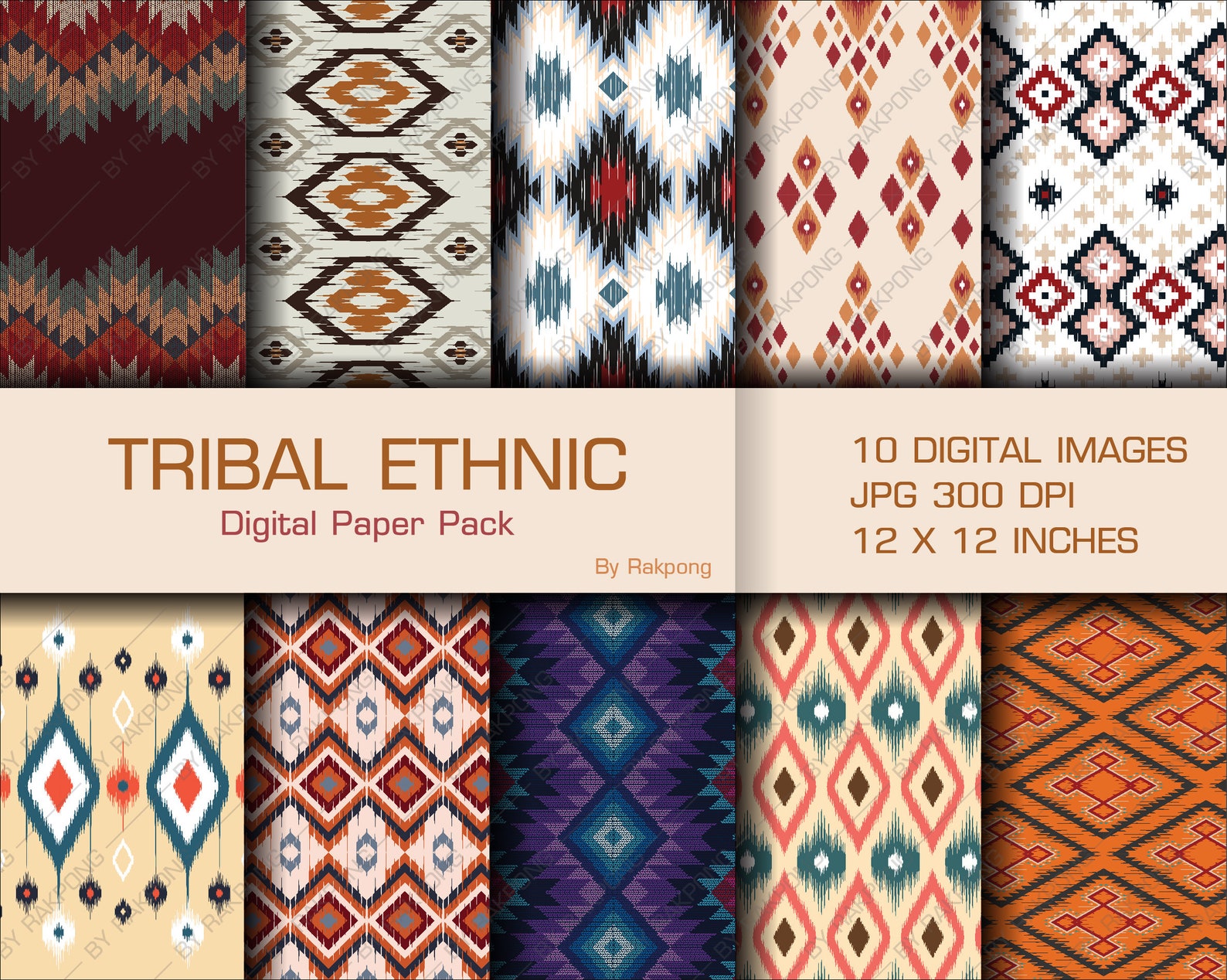 Digital Paper Tribal Fabric 15 Jpeg Batik Seamless Patterns Hand Drawn ...