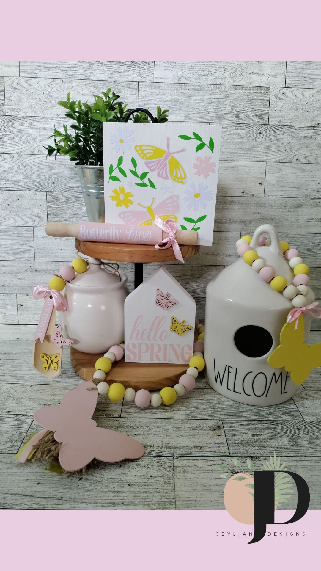 Hello Spring Butterfly Decor Tray Set - Etsy