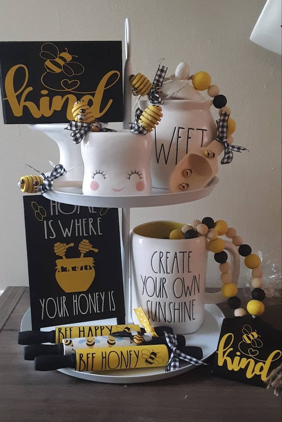 Decorative Trays Home Décor Bee loop garland Bee Wooden Garland Home ...