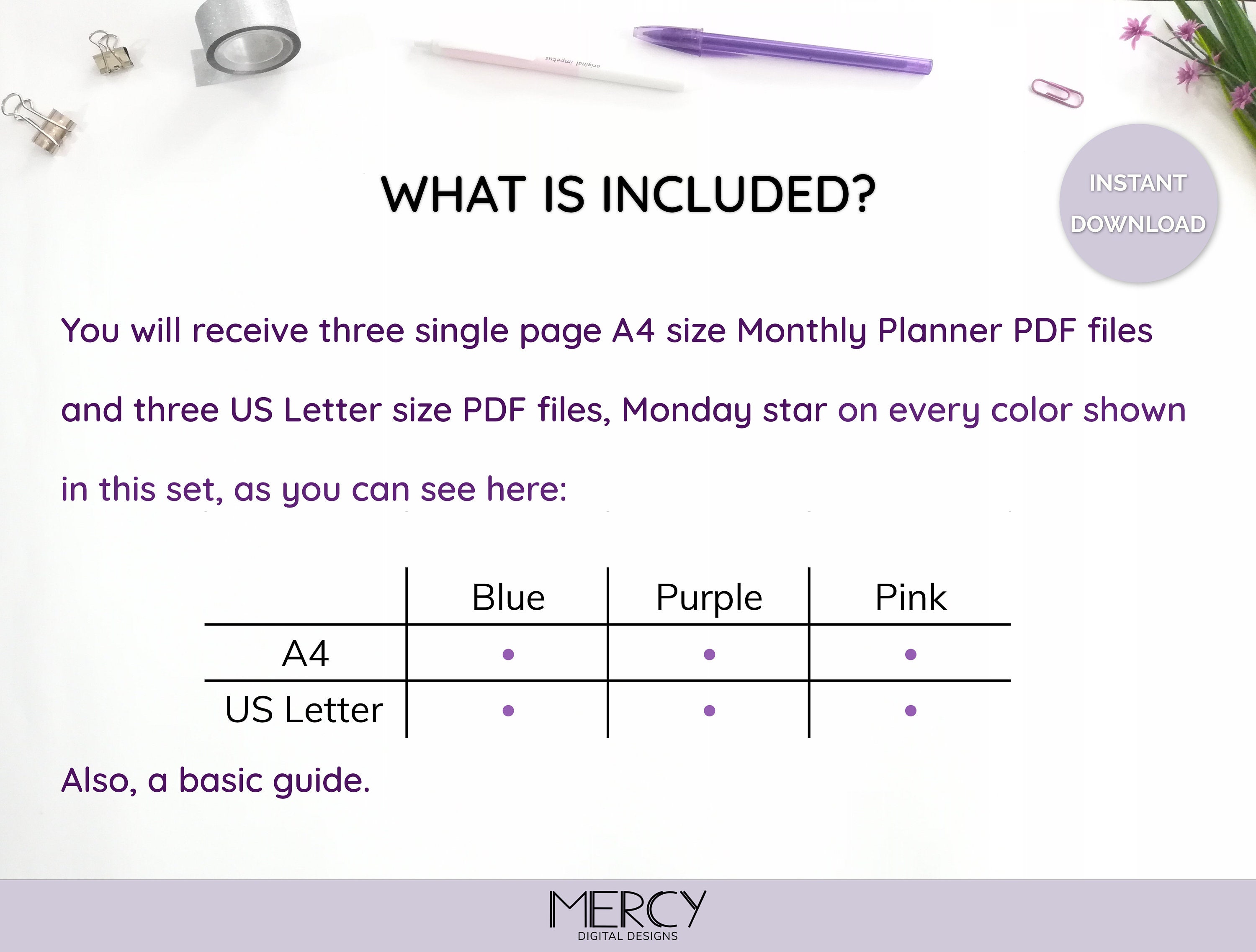 Undated Landscape Monthly Planner Printable, A4 and US Letter, Month on ...