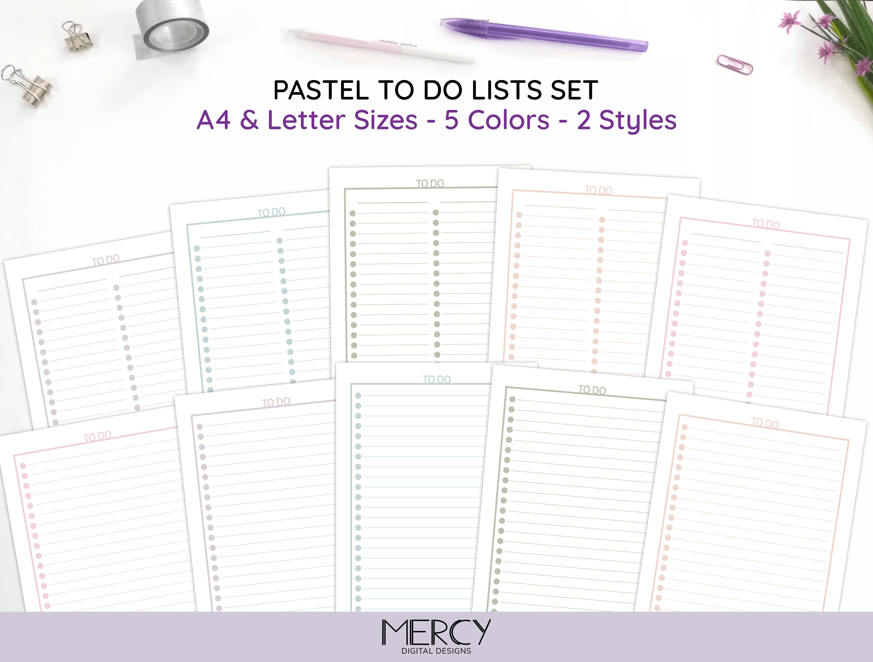 Printable Planner Essentials Bundle of 9 Cute Undated Planner Pages Set ...