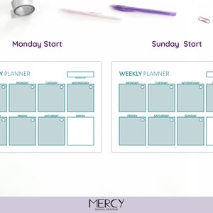 A5 Printable Weekly Planner, Landscape, Week on One Page, Monday and ...