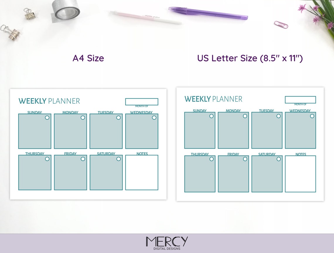 Printable Weekly Planner Landscape Weekly Planner Printable - Etsy