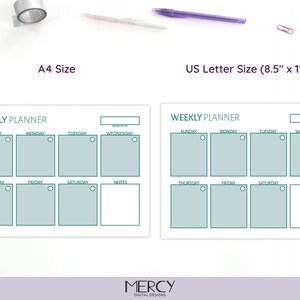 Printable Weekly Planner, Landscape Weekly Planner Printable, A4 and US ...