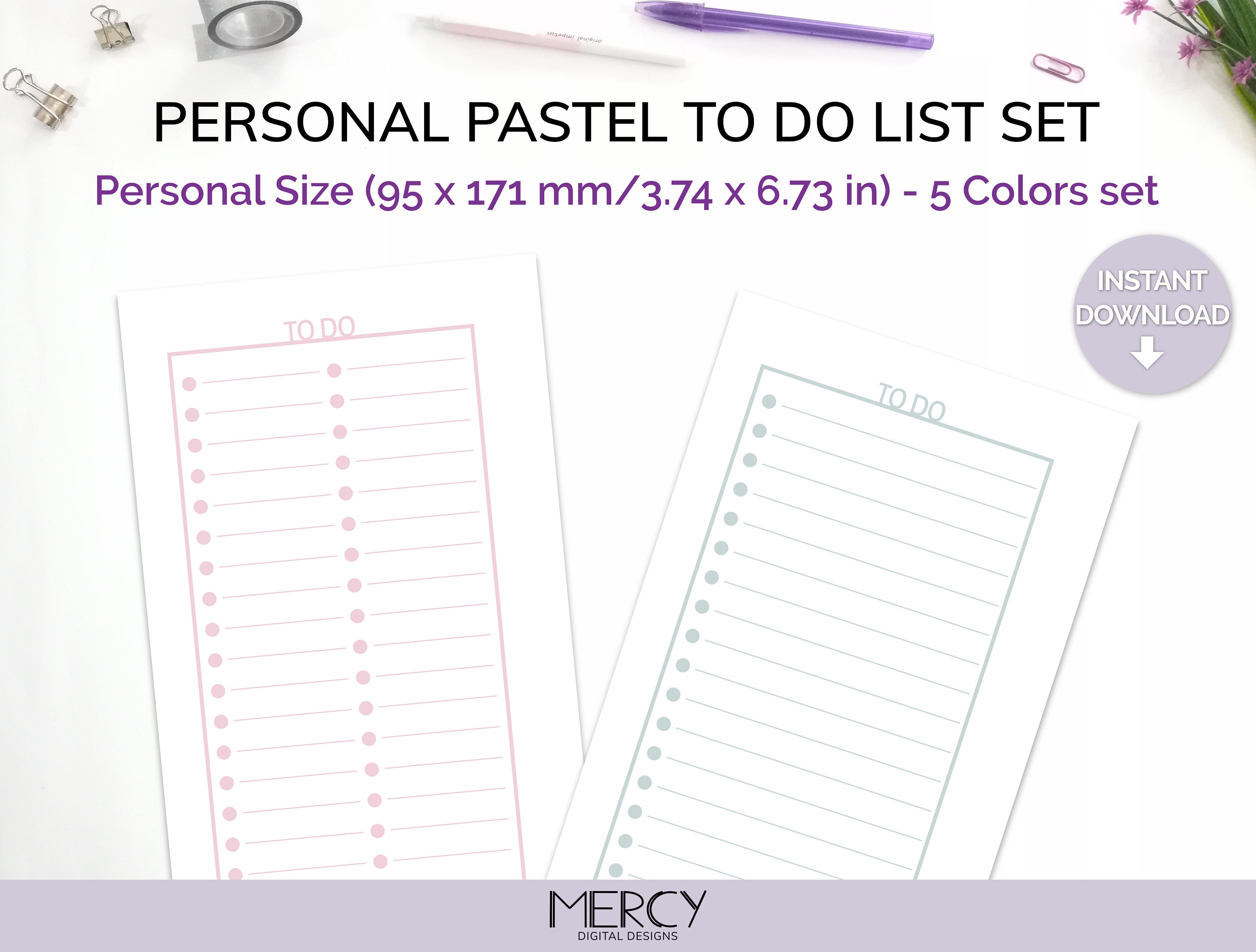Personal Size to Do List Printable Personal Task List Set - Etsy