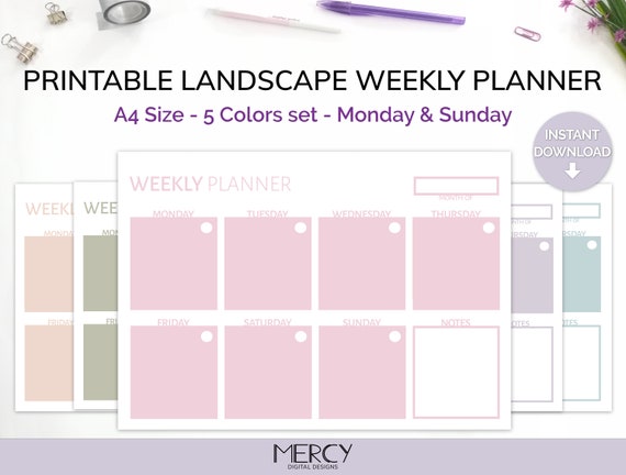 A4 Printable Weekly Planner | Etsy