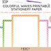 Colorful Waves Printable Stationery Borders Paper, Blank and Lined ...
