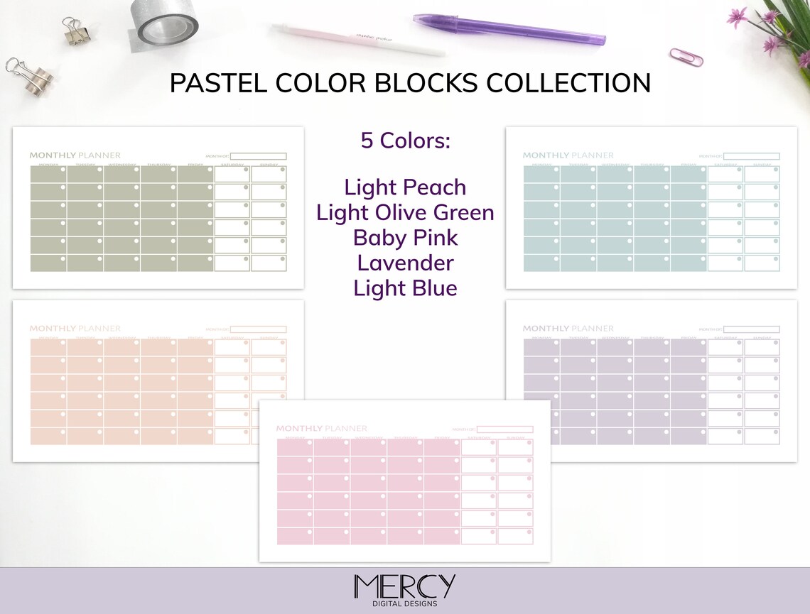 Personal Monthly Planner Printable Personal Size Undated | Etsy