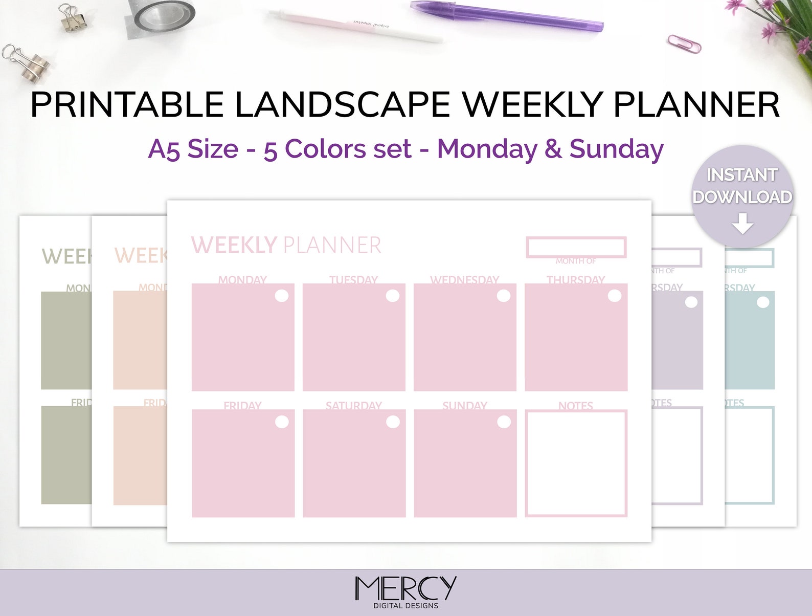 A5 Weekly Planner Printable - Etsy