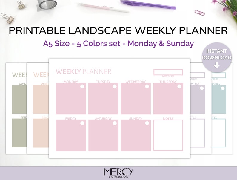 A5 Weekly Planner Printable - Etsy