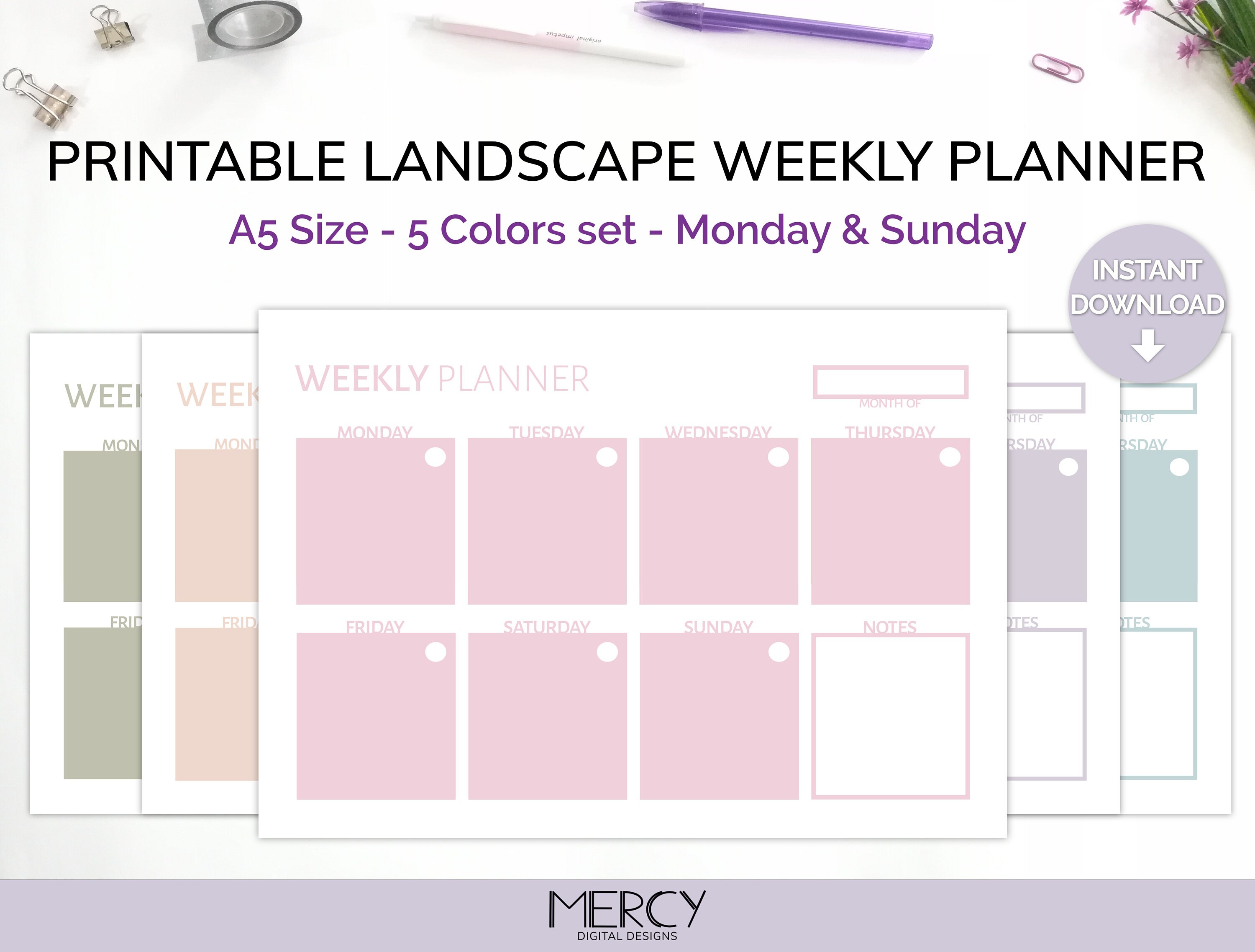 A5 Weekly Planner Printable - Etsy
