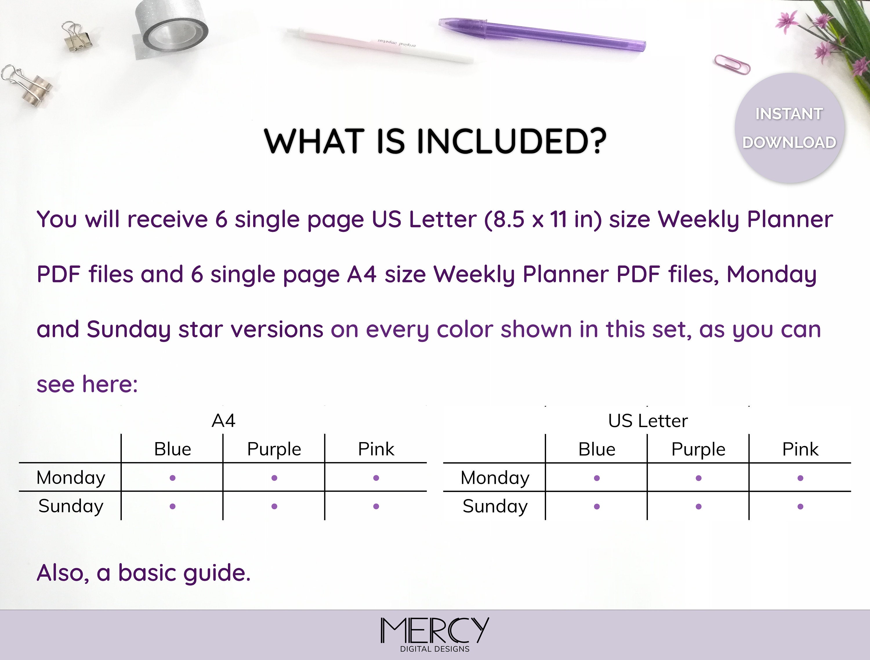Printable Weekly Planner Landscape Weekly Planner Printable - Etsy