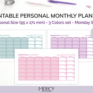 Personal Monthly Planner Printable, Personal Size Monthly Calendar - Etsy