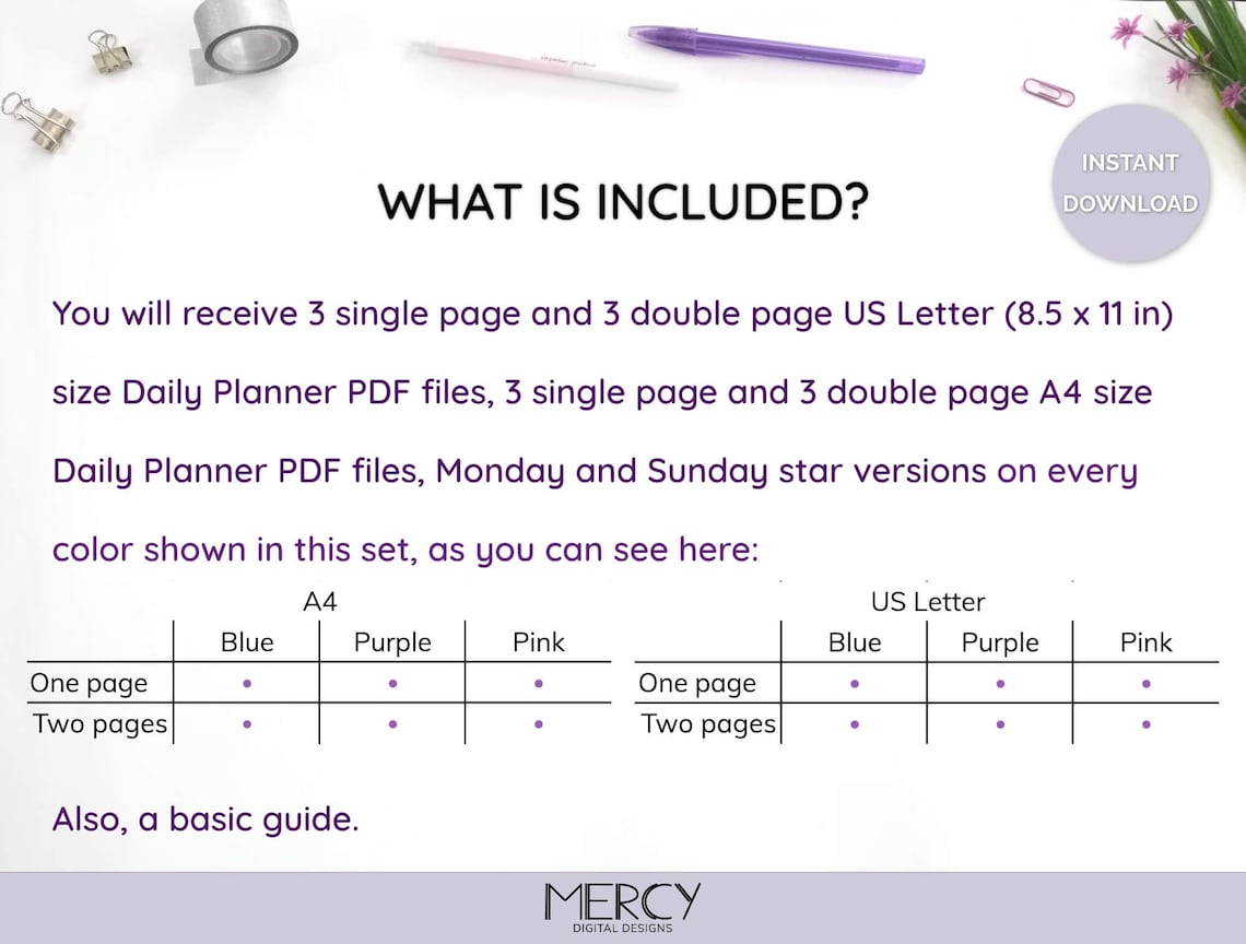Printable Landscape Daily Planner Horizontal Daily Hourly | Etsy