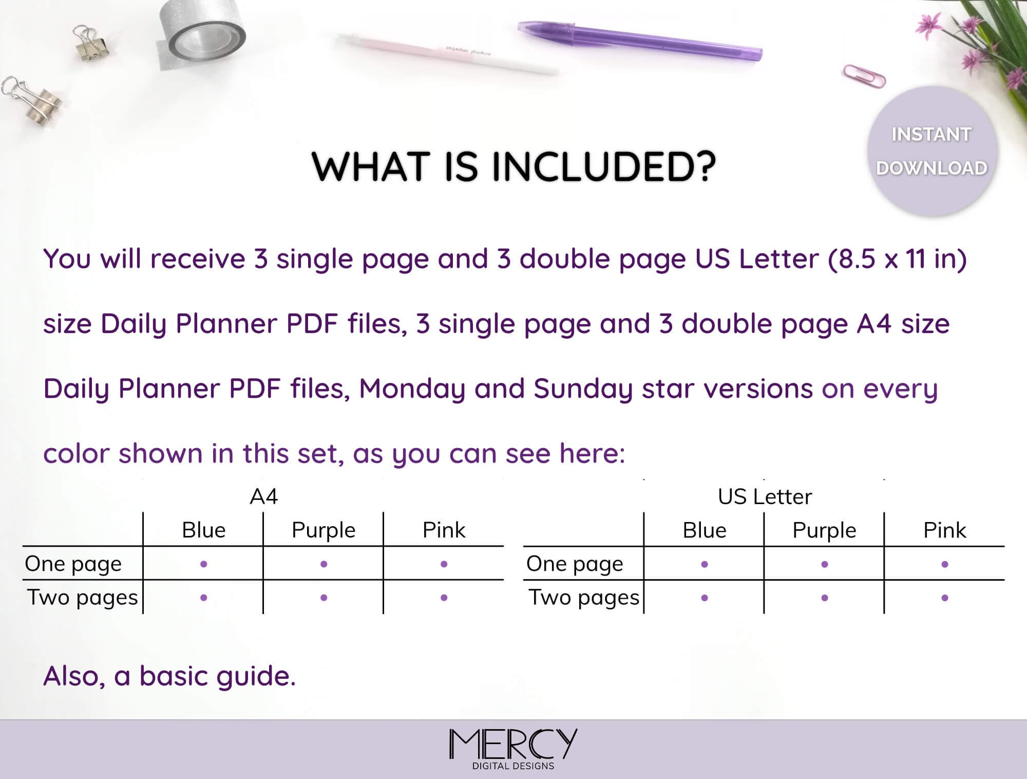 Printable Landscape Daily Planner, Horizontal Daily Hourly Planner ...