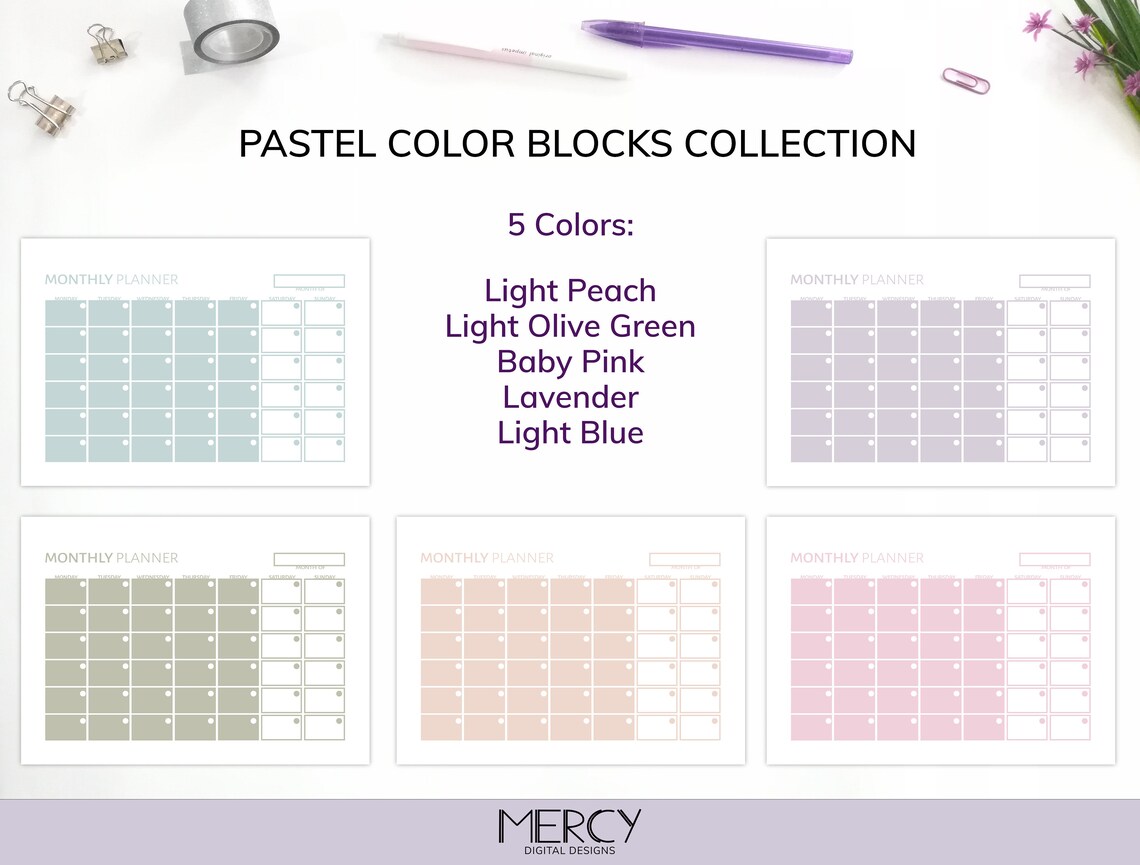 A6 Monthly Planner Printable, A6 Undated Calendar - Etsy