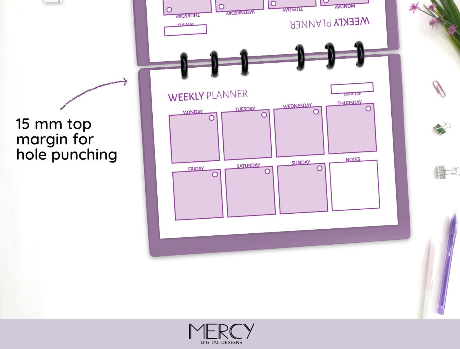 A6 Weekly Planner Printable Week on One Page Landscape - Etsy