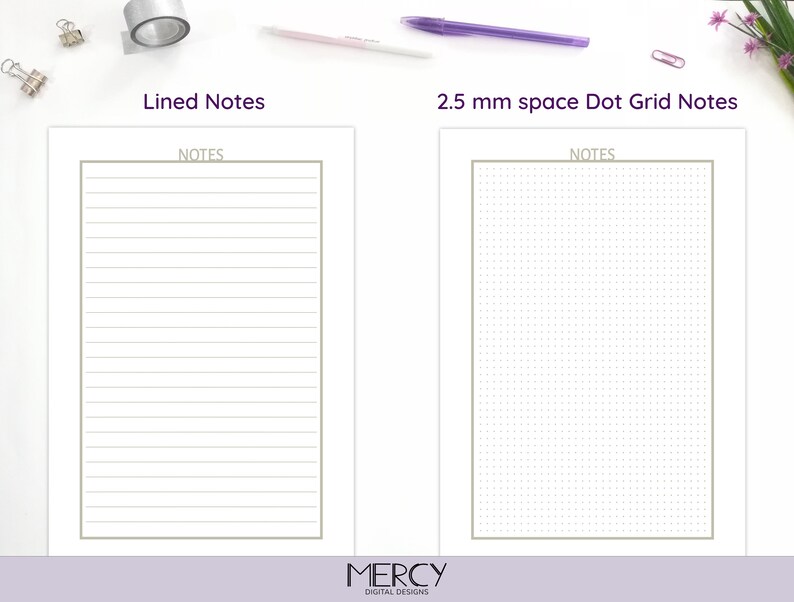 A5 Notes Printable, Lined Notes, Dot Grid Notes, Pastel Notes - Etsy