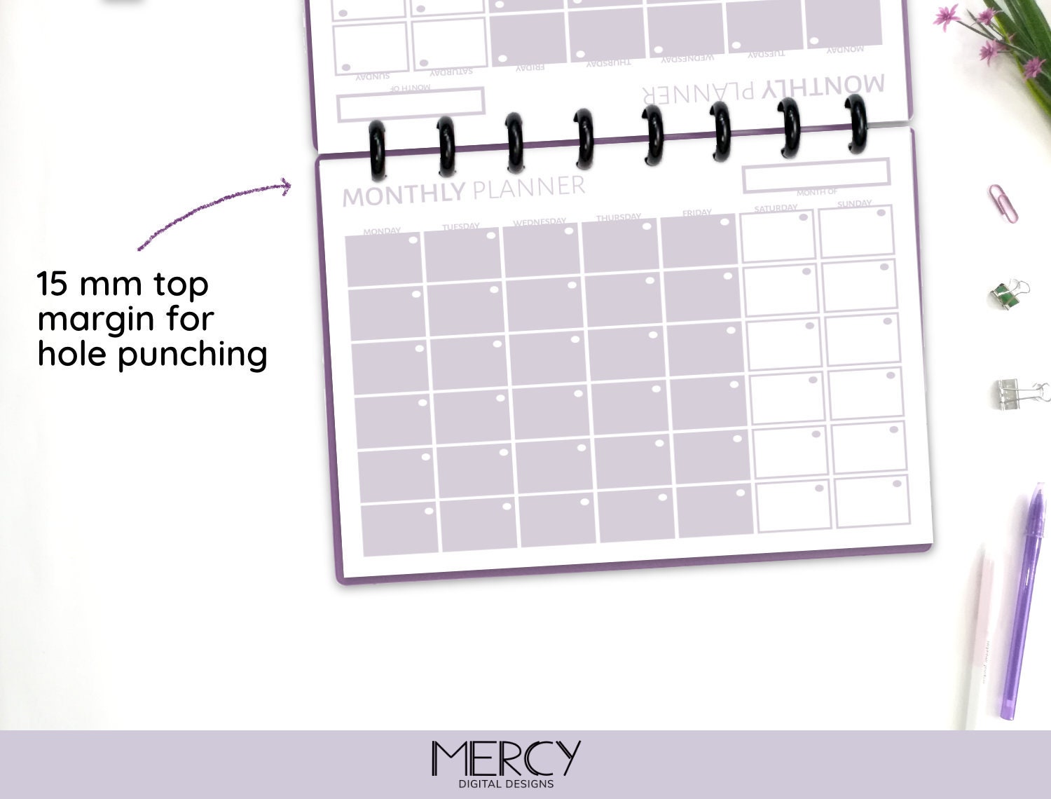 Undated Landscape Monthly Planner Printable A4 and Letter - Etsy