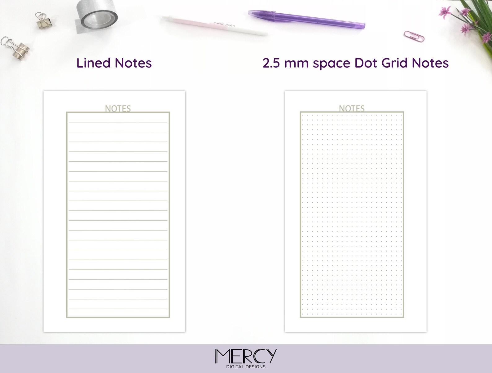 Personal Notes Insert Printable, Lined Notes Page, Dot Grid Notes Paper ...