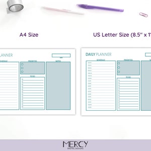 Printable Landscape Daily Planner, Horizontal Daily Hourly Planner ...