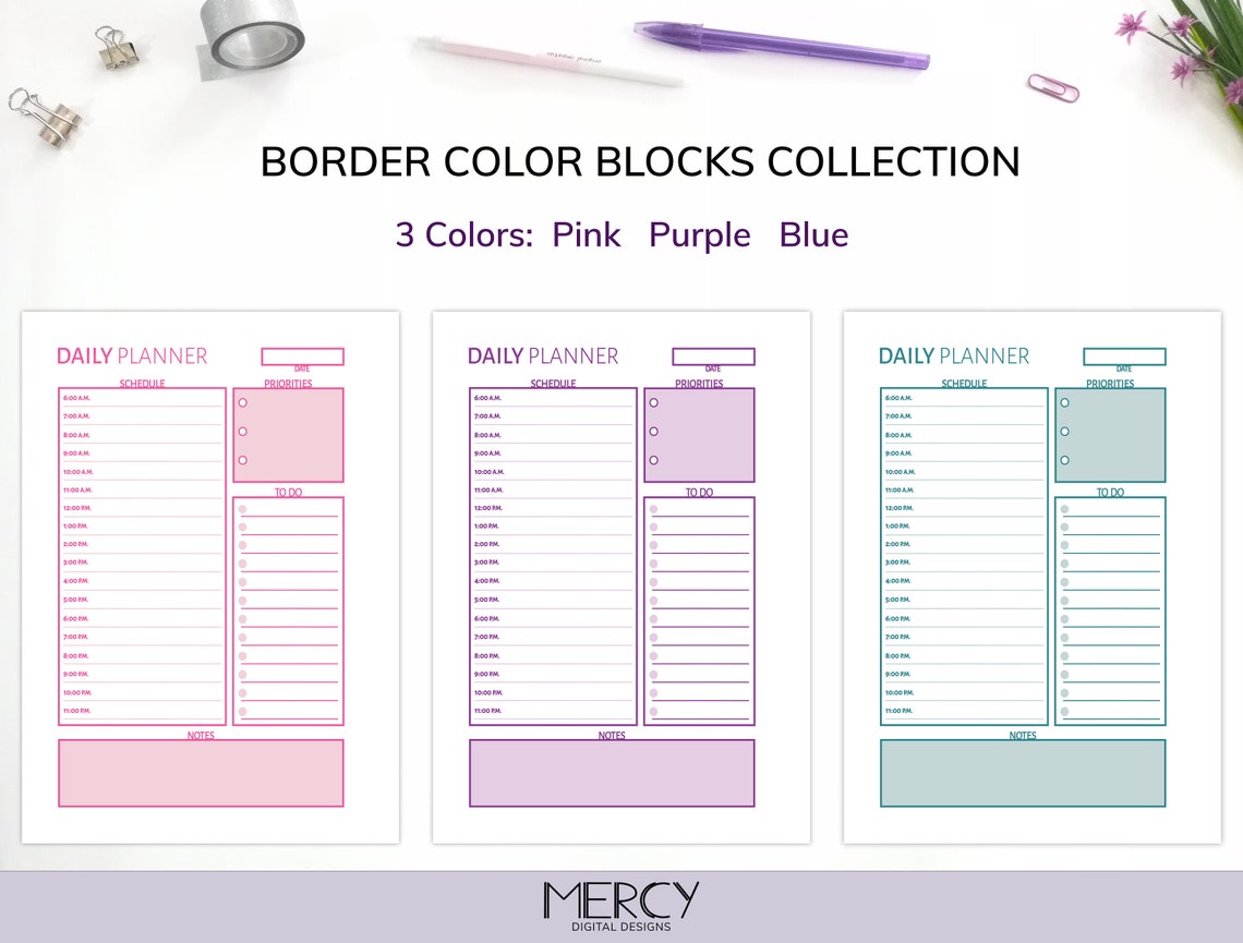 A6 Daily Planner Printable Daily Hourly Planner Day on One - Etsy