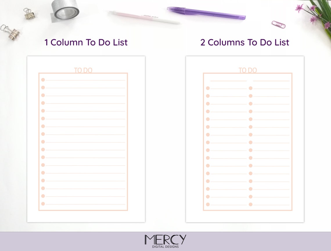 A6 to Do List Printable, Task List Set, Pastel - Etsy