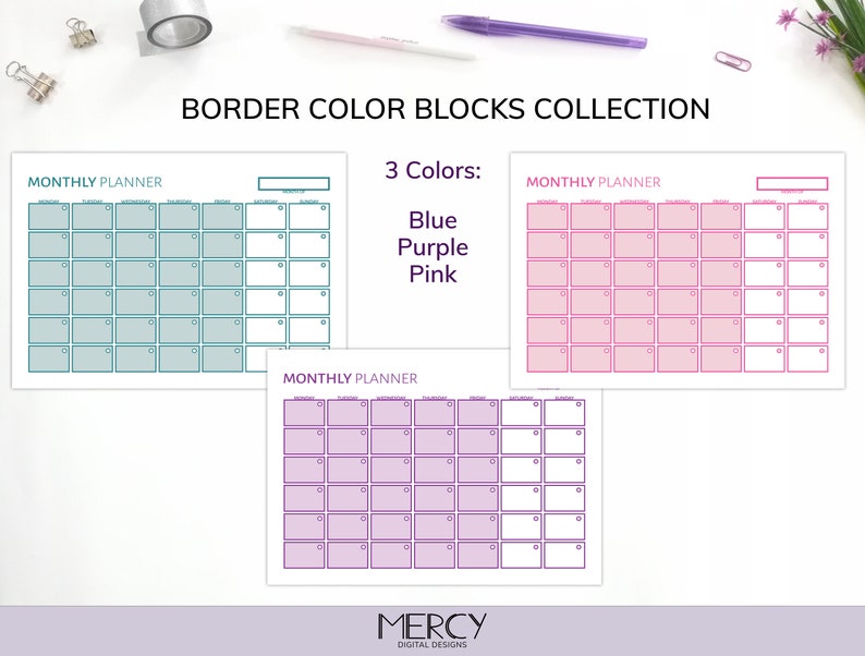 A5 Landscape Monthly Planner Printable, Undated Calendar - Etsy