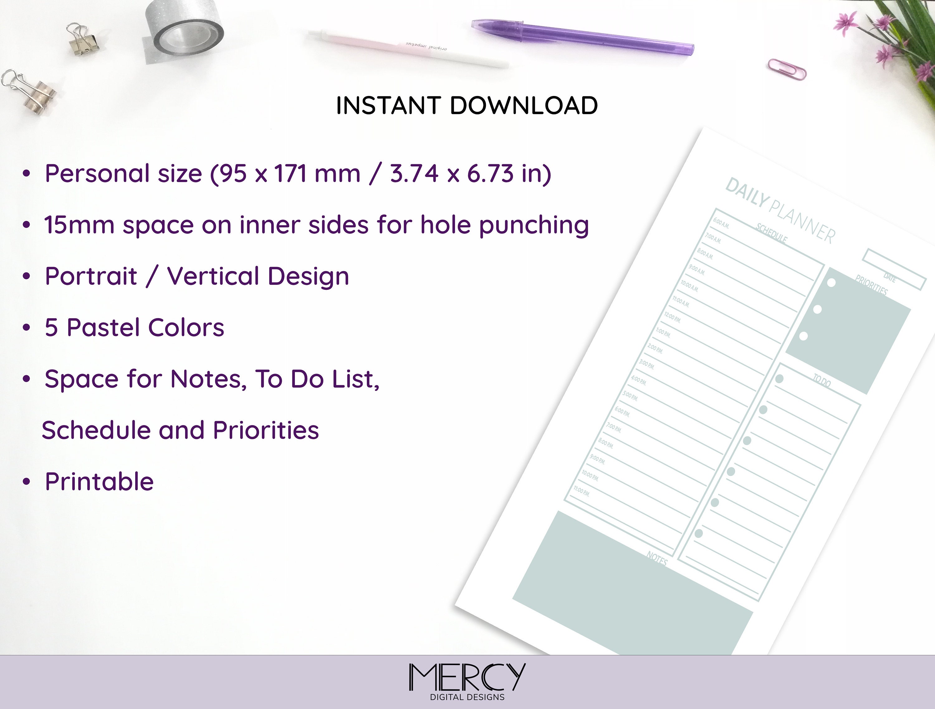 Personal Daily Planner Printable Personal Daily to Do List - Etsy