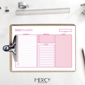 Printable Landscape Daily Planner, Horizontal Daily Hourly Planner ...