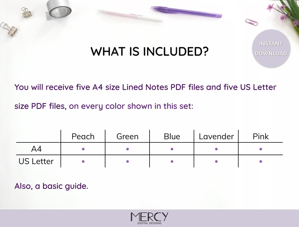 Lined Notes Page Printable Notes Planner on A4 and Letter - Etsy