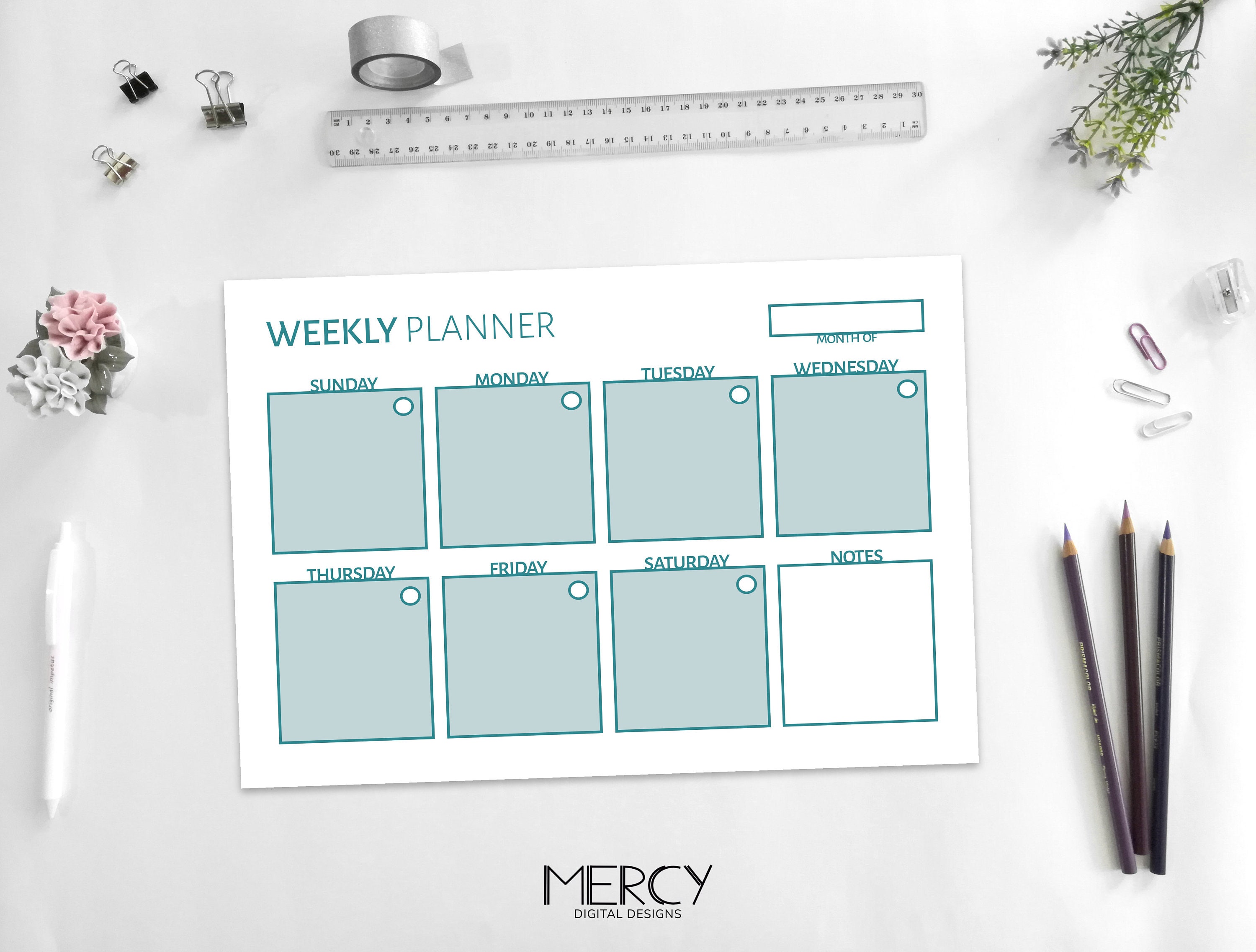 Printable Weekly Planner Landscape Weekly Planner Printable - Etsy