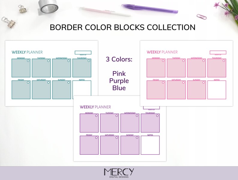 A6 Weekly Planner Printable Week on One Page Landscape - Etsy