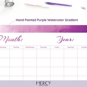 Blank Calendar Printable, Purple, Undated, A4, Letter - Etsy