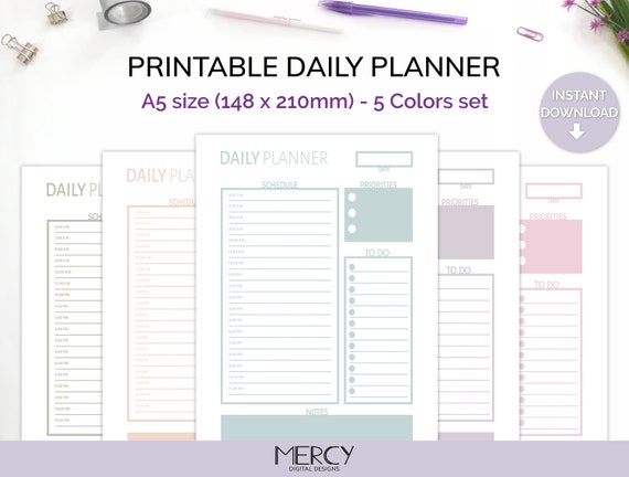 A5 Daily Planner Printable Daily Schedule Daily to Do List | Etsy
