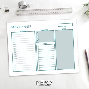 Printable Landscape Daily Planner, Horizontal Daily Hourly Planner ...