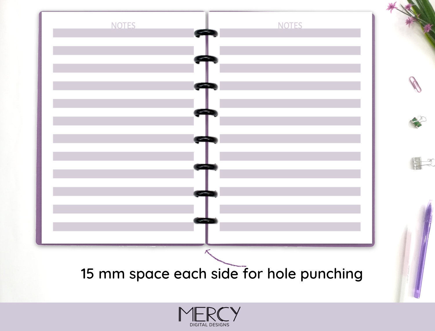 Lined Notes Page Printable Notes Planner on A4 and Letter - Etsy