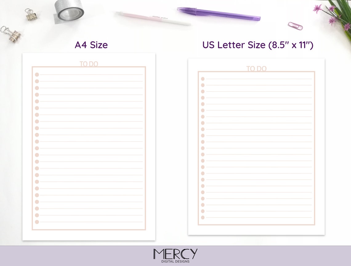 Printable to Do List Set, Task List, A4 and Letter, Pastel - Etsy