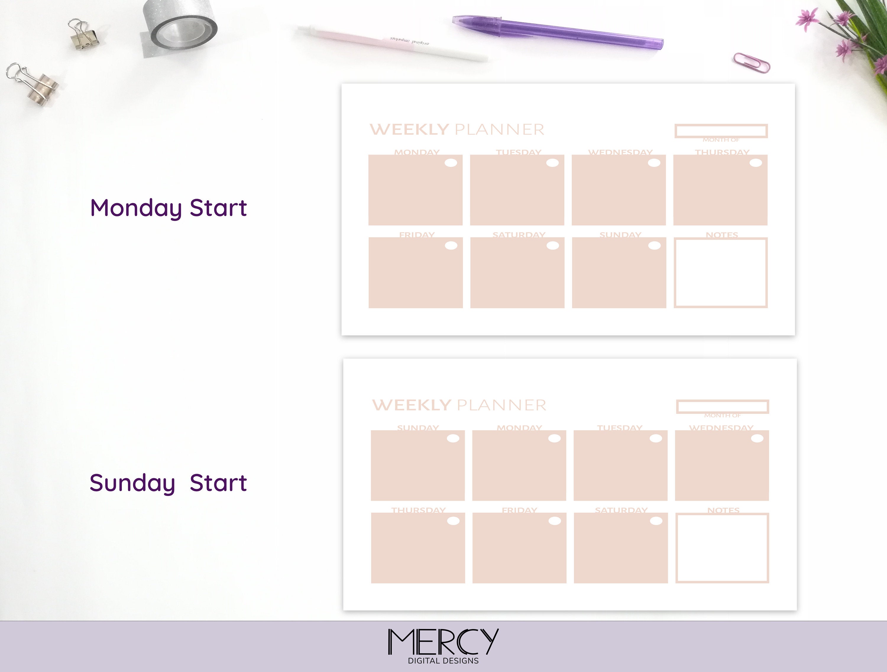 Personal Weekly Planner Printable, Personal Week on One Page Planner - Etsy