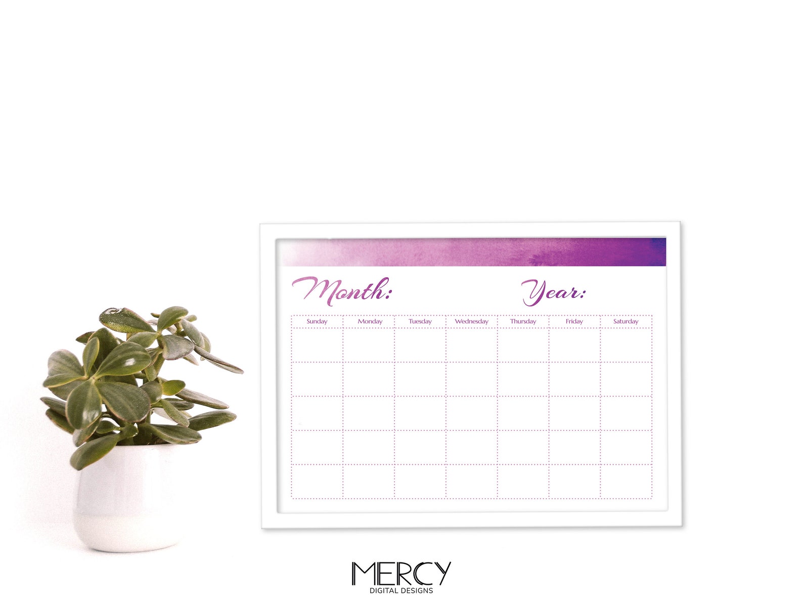 Blank Calendar Printable, Purple, Undated, A4, Letter - Etsy