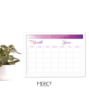 Blank Calendar Printable, Purple, Undated, A4, Letter - Etsy