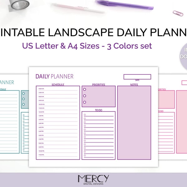 Half Letter Monthly Planner Printable, Landscape, Undated Calendar - Etsy