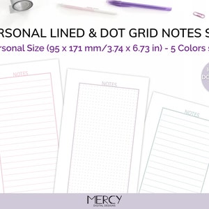 Personal Notes Insert Printable, Lined Notes Page, Dot Grid Notes Paper ...