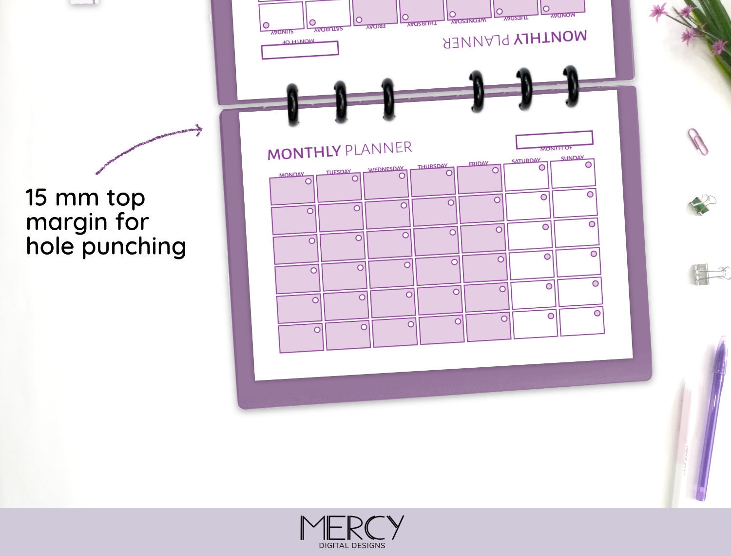 A6 Monthly Planner Printable, Monthly Calendar - Etsy