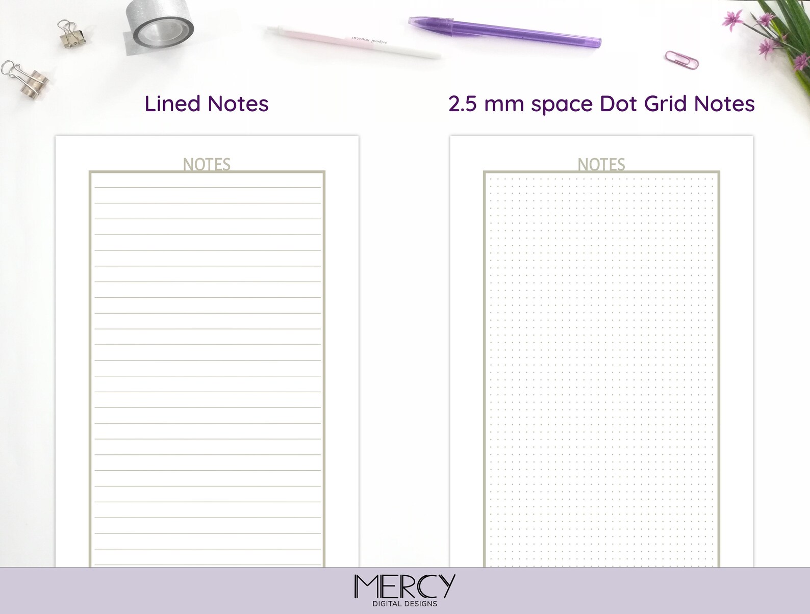 Half Letter Notes Printable, Lined Notes, Dot Grid Notes, Pastel Notes ...