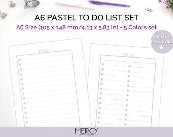 A5 to Do List Printable Task List Set Pastel | Etsy