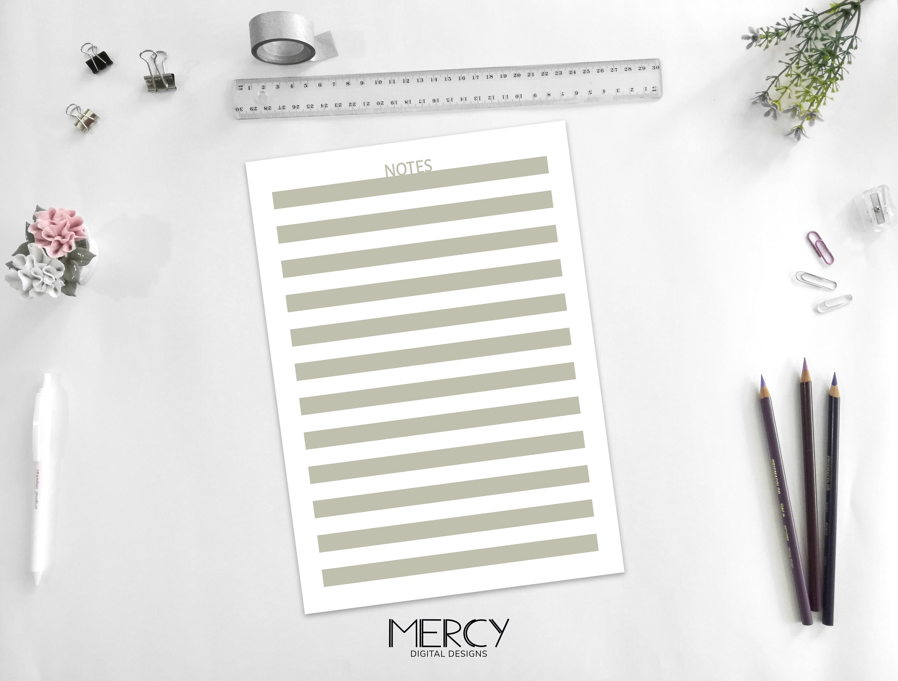 Lined Notes Page Printable Notes Planner on A4 and Letter - Etsy