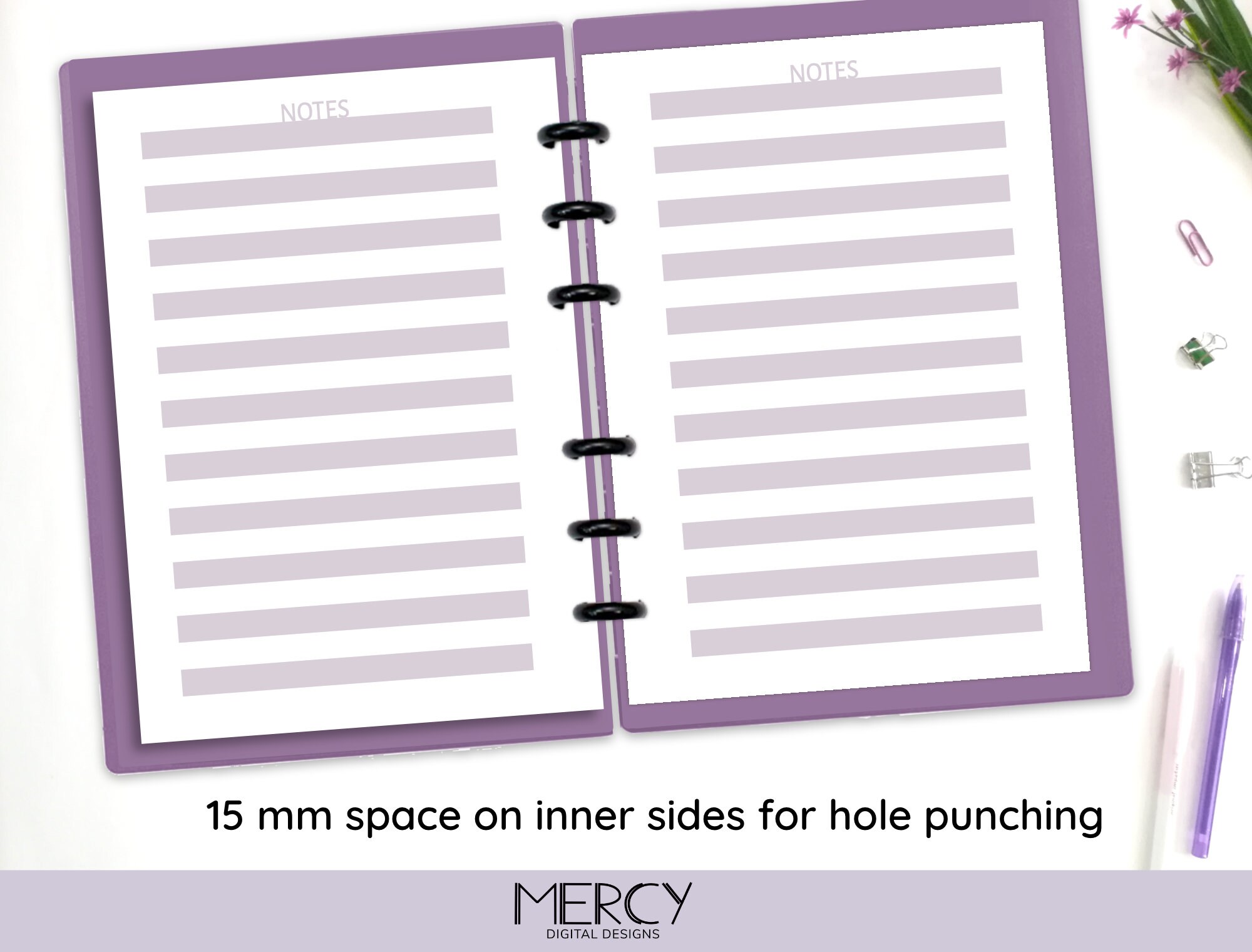 A6 Lined Notes Printable, Cute A6 Notes Page, Pastel Notes Printable - Etsy