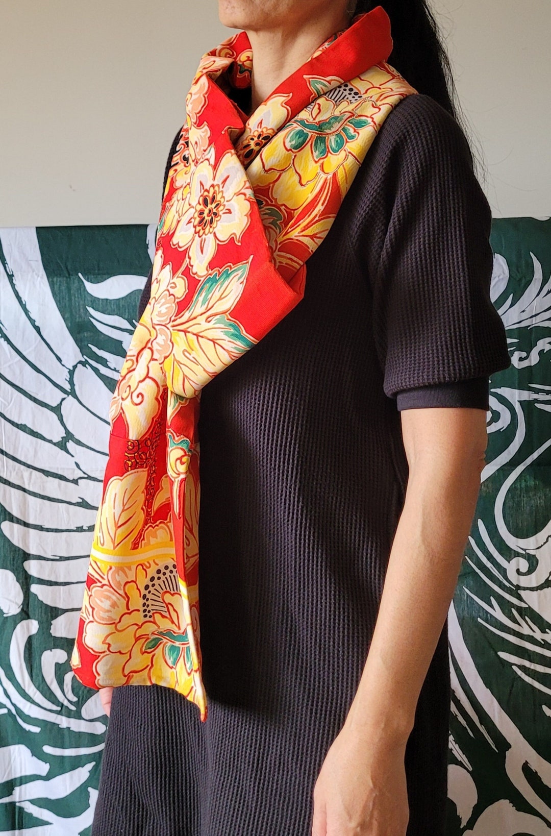 Vintage Japanese Kimono Obi Scarf Silk scarf Unique scarf - Etsy 日本